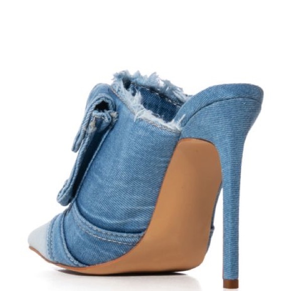 Azalea Wang | Shoes | Azalea Wang Distressed Denim Cargo Pockets Mule ...